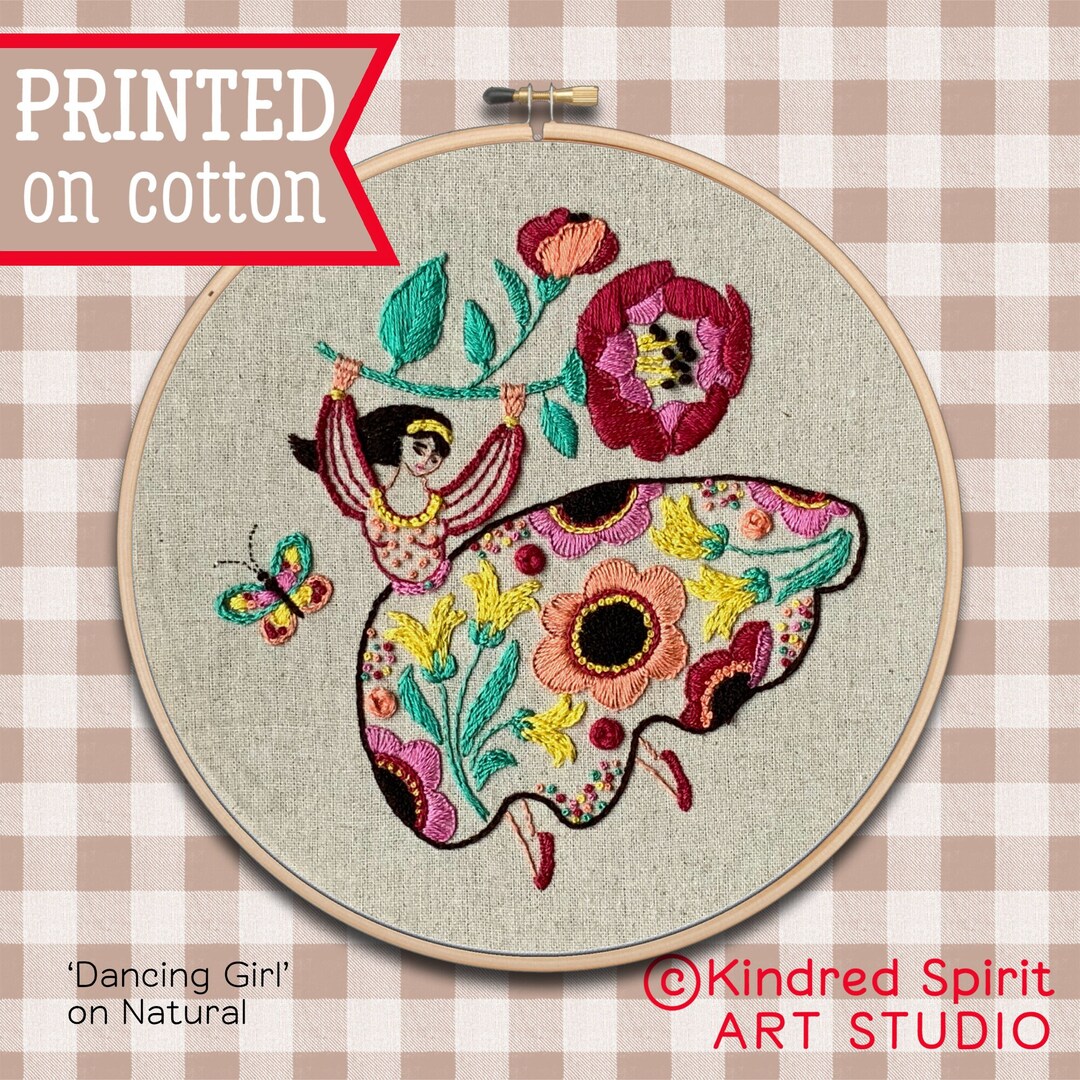 Dancing Girl Embroidery Kit ; Ballet Freedance Design ; Modern Hoop Art ...