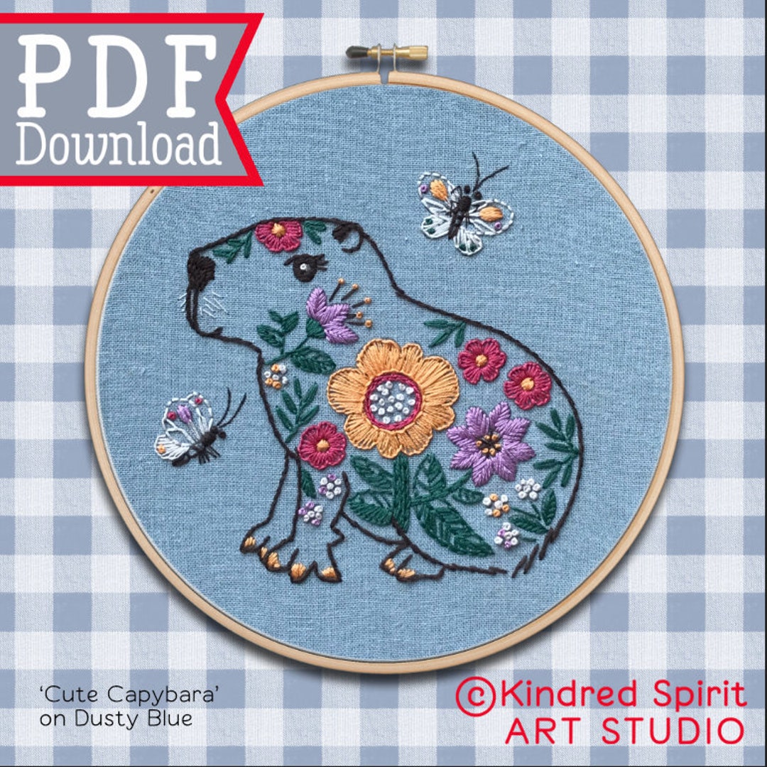 Hand Embroidery Pattern ; Capybara Design ; PDF Download ; DIY Craft ...