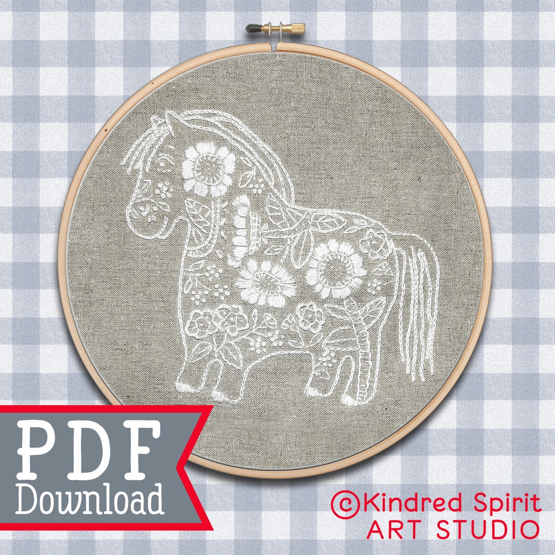 Hand Embroidery PDF Pattern ; Pony Design ; Modern Hoop Art ; Baby ...