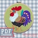 Rooster Hand Embroidery Pattern PDF Pattern Download Chicken Embroidery ...