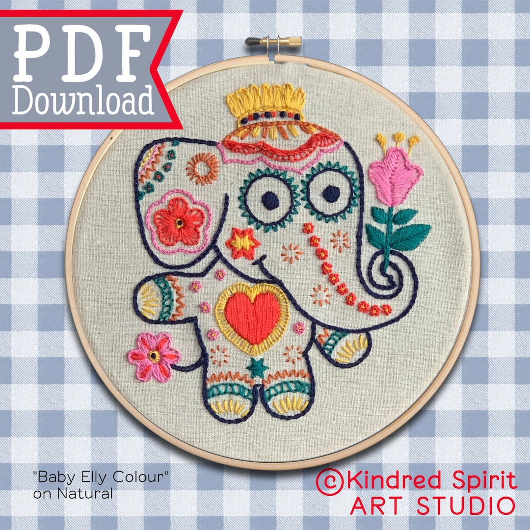 Hand Embroidery PDF Pattern ; Elephant ; Instant Download ; Animal ...