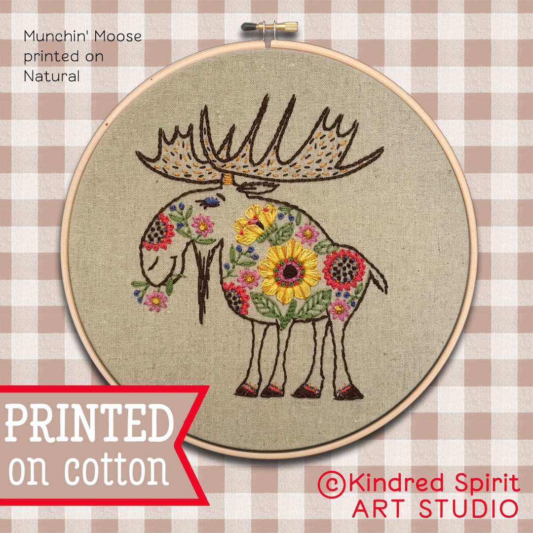 Moose Embroidery Kit: Floral Stag Design, 7 Inch Hoop Art - Etsy