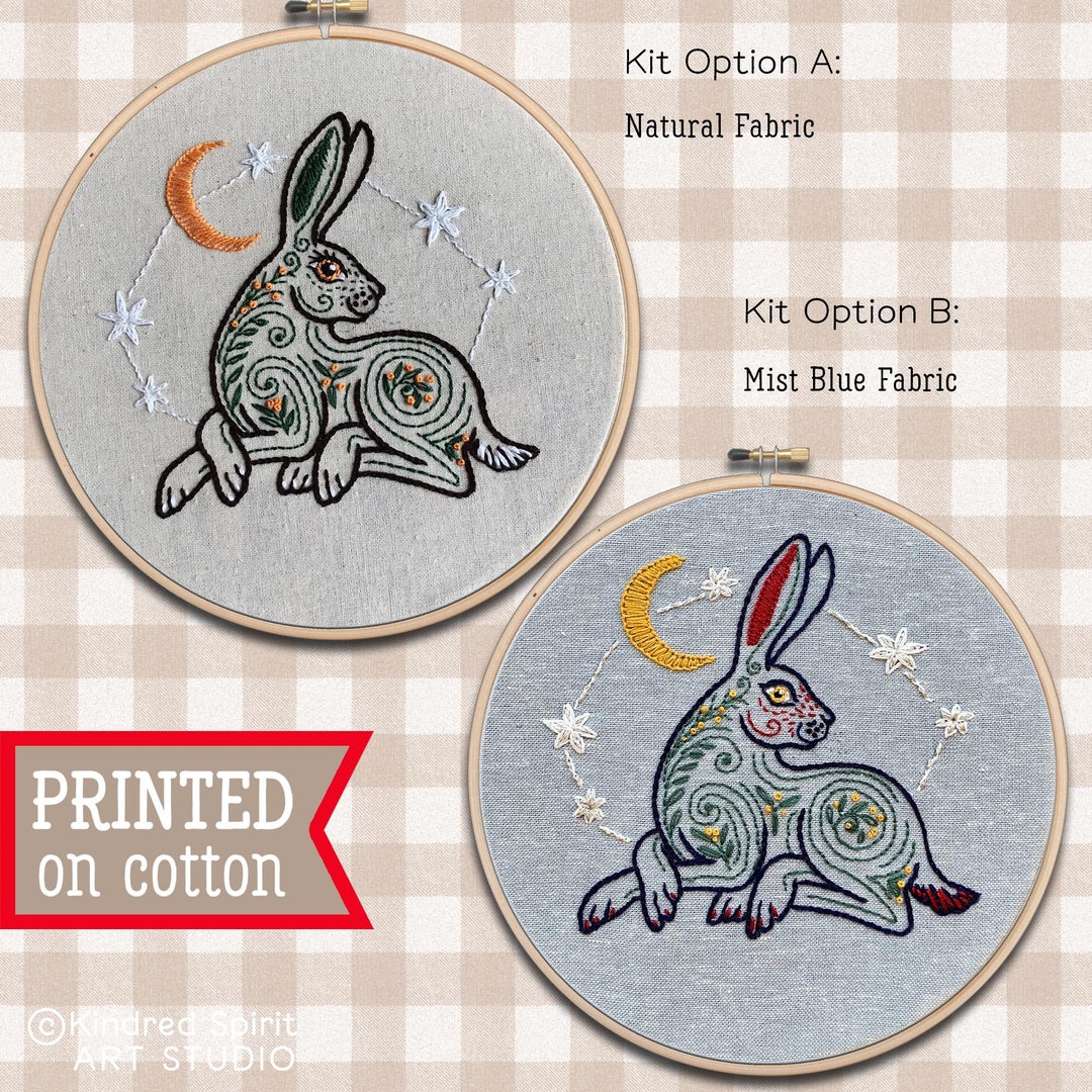Hare Embroidery Kit ; Rabbit Design ; Zodiac Pattern ; 7 Inch Hoop Art ...