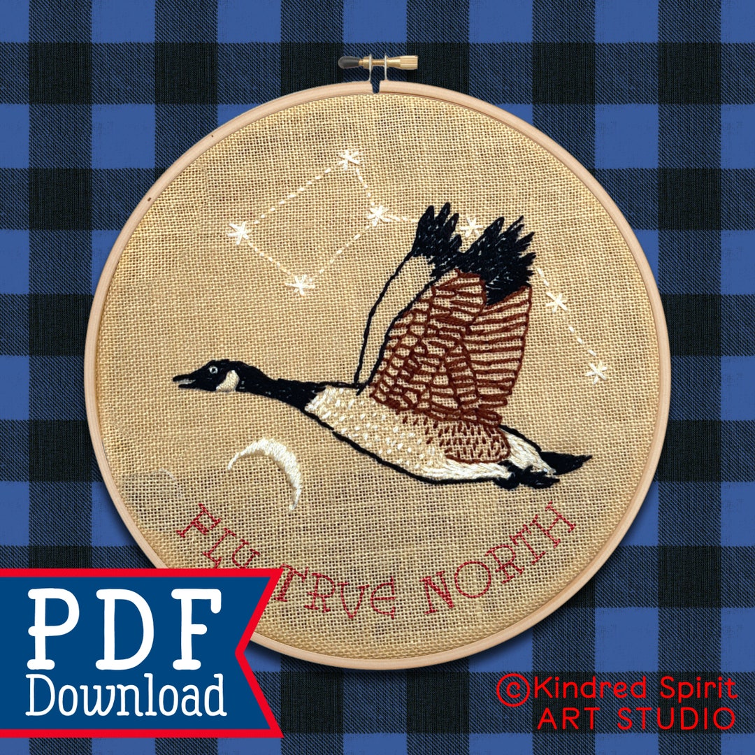 Hand Embroidery Pattern ; Flying Geese ; True North ; Snow Goose ...