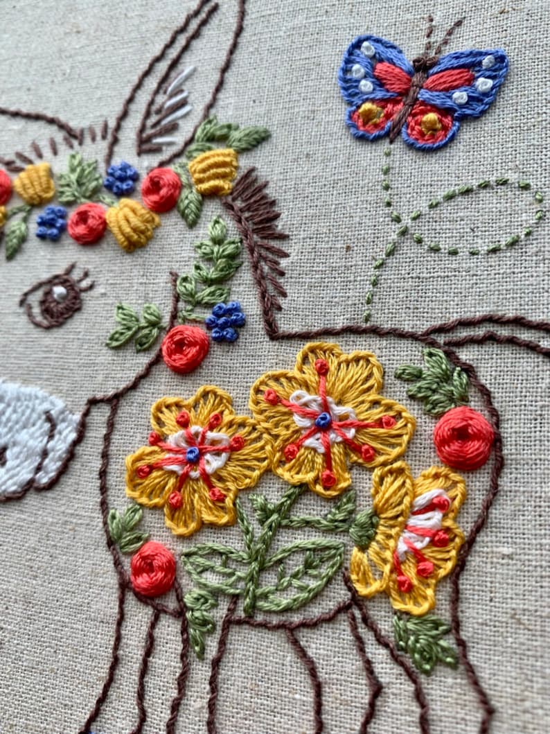 Donkey Embroidery Pattern: Farm Animal With Flowers (PDF Download) - Etsy