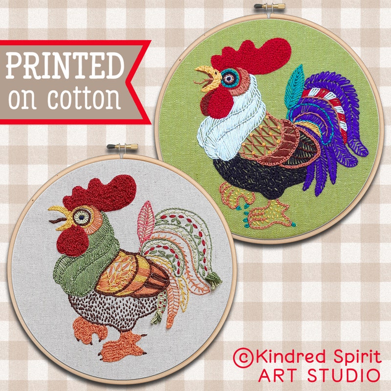 Rooster Embroidery - Etsy