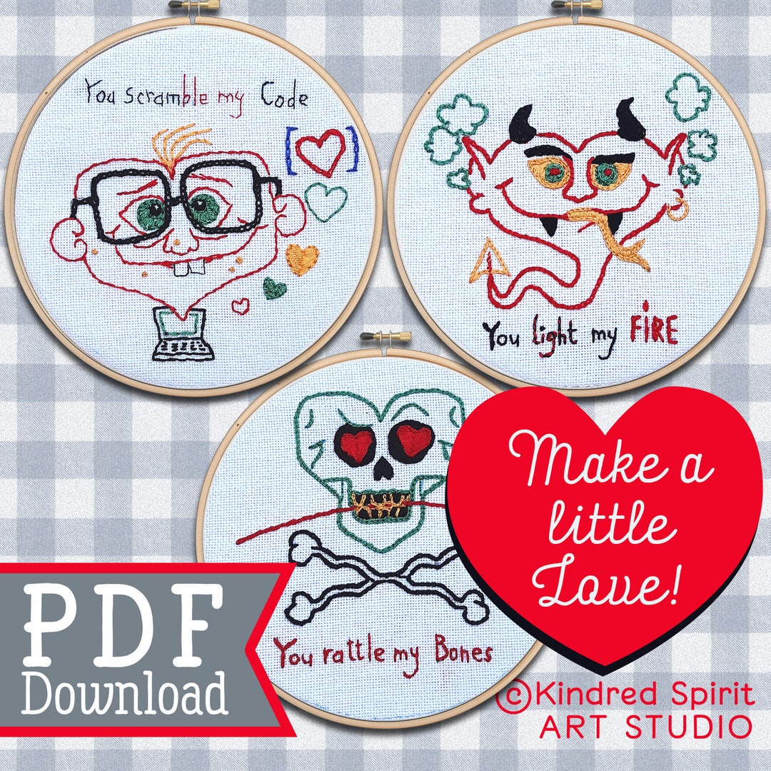 Embroidery PDF Pattern Bundle ; Funky Love Designs ; DIY Craft Project ...