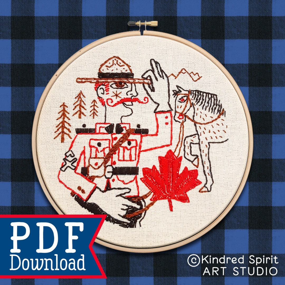 Hand Embroidery PDF Pattern ; Canada Mountie and Horse ; Printable ...