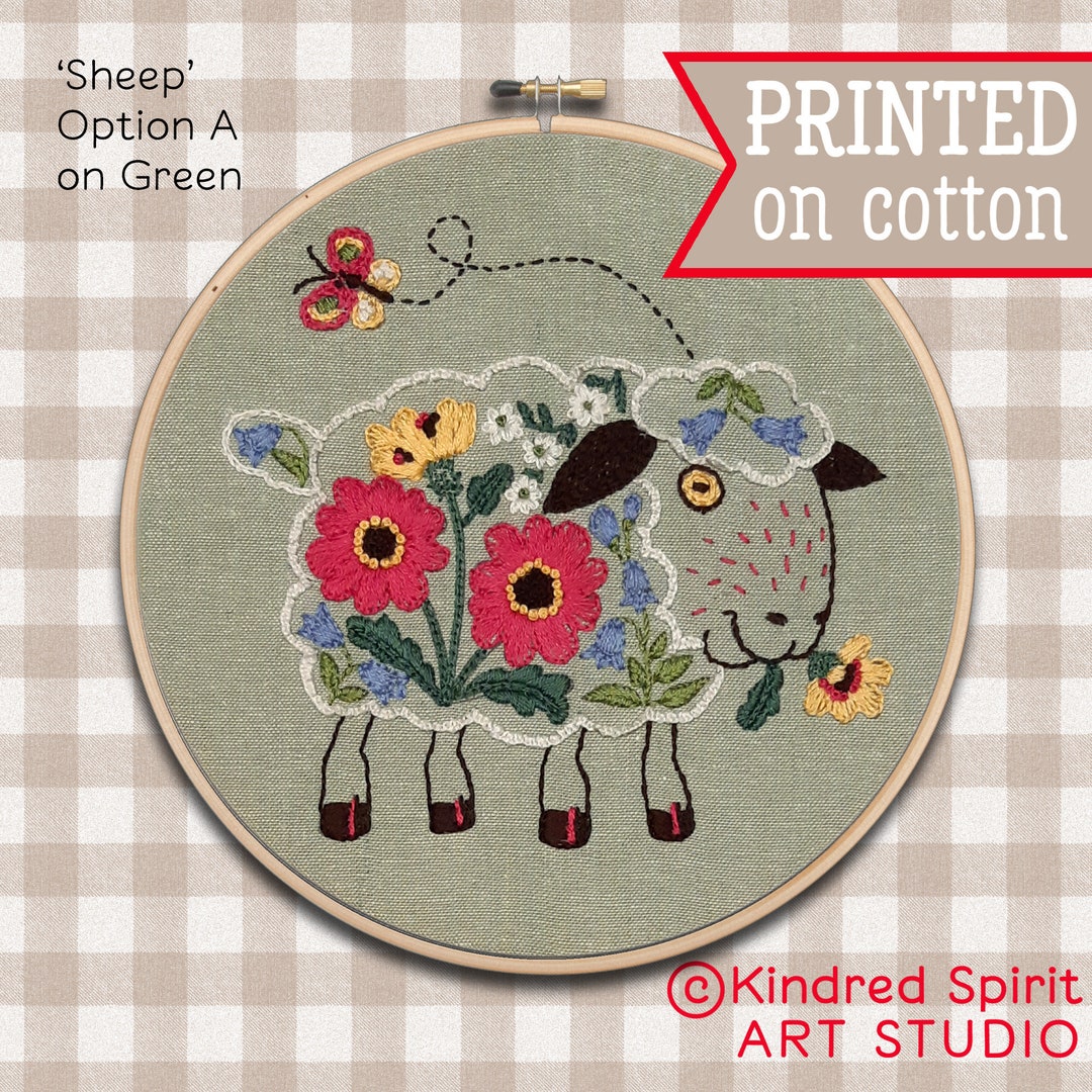 Sheep Embroidery Kit: Floral Lamb Design, DIY Needlepoint - Etsy