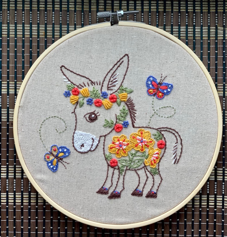 Donkey Embroidery Design PDF Pattern Download Farm Animal - Etsy