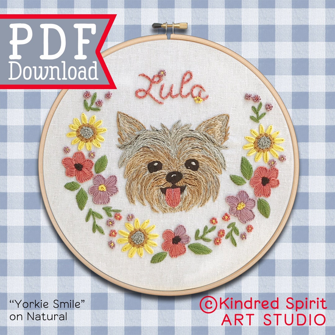 Hand Embroidery Pattern ; Yorkie Design ; Digital File Pdf Download ...