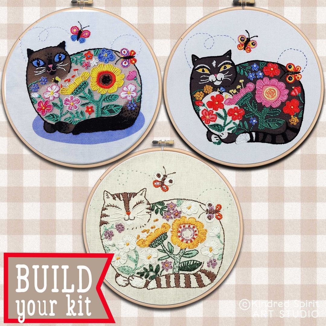 Cat Embroidery Kit: Siamese Kitten Needlepoint, Modern Hoop Art - Etsy