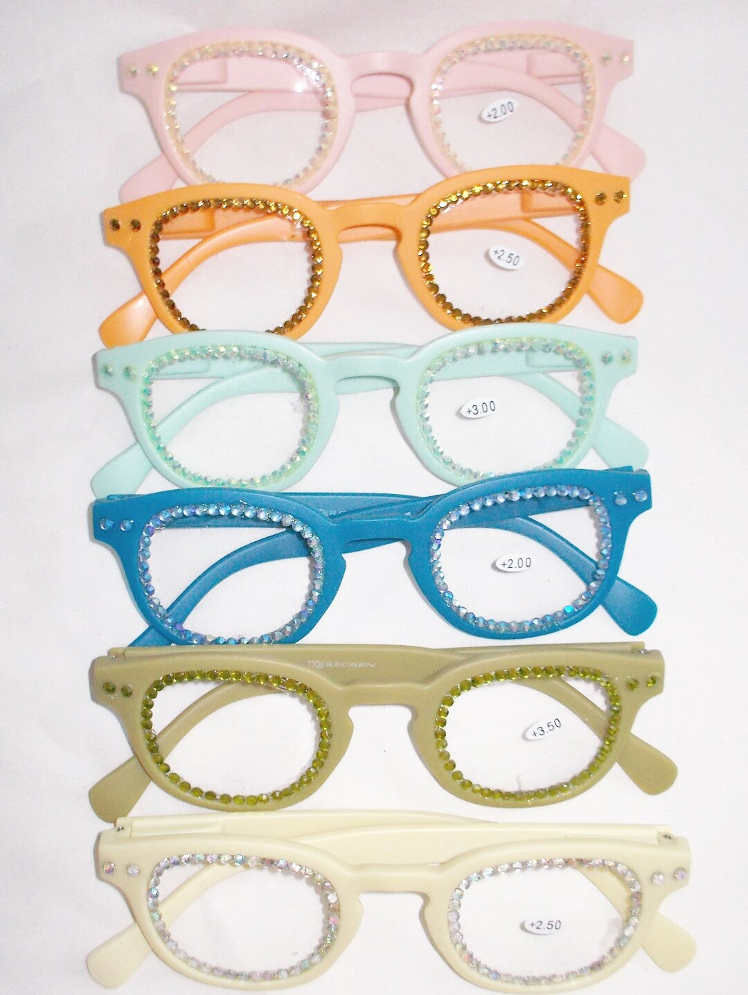 Reading Glasses Retro Style in 6 Colors With Crystal Rhinestones Free ...