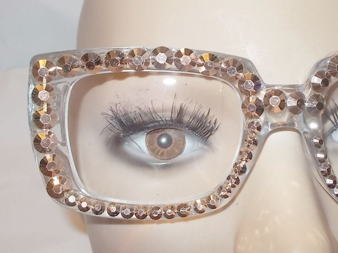 Reading Glasses Gorgeous Clear Square Frames With Rose Gold Rhinestones ...