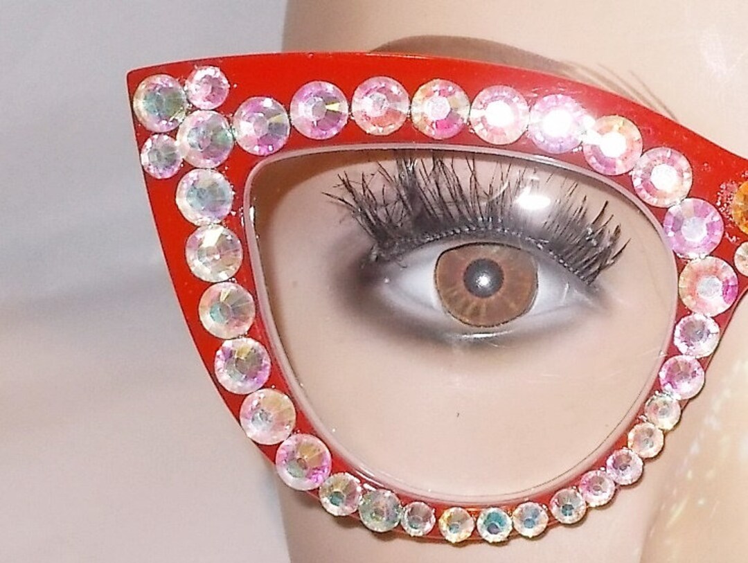 Reading Glasses Cat Eye Bling Rhinestone Readers Bright Red Lots of ...