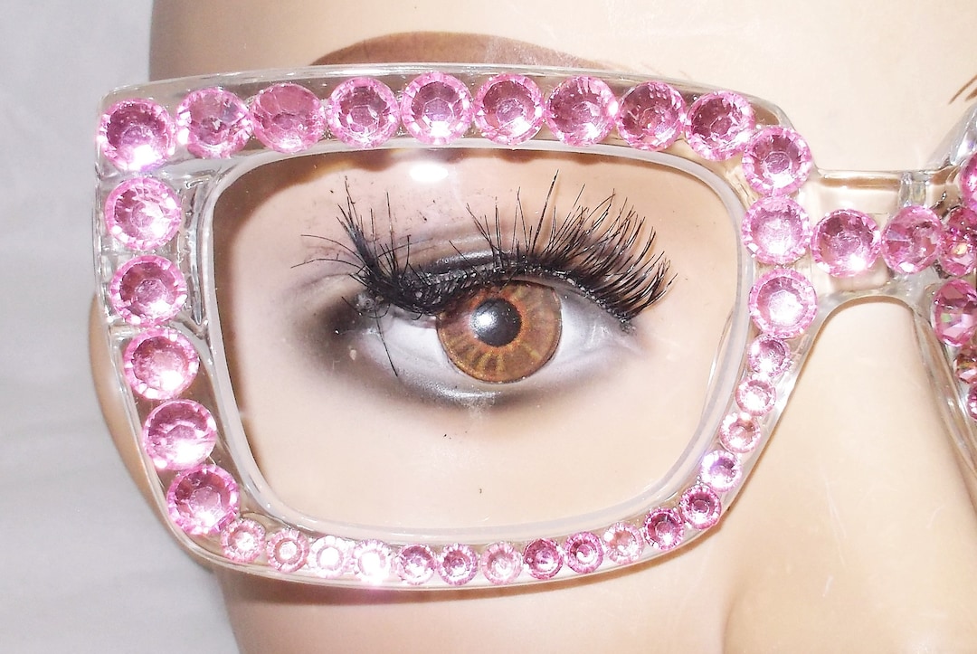 Reading Glasses Simply Stunning Pink Rhinestone Square Readers Lots of ...