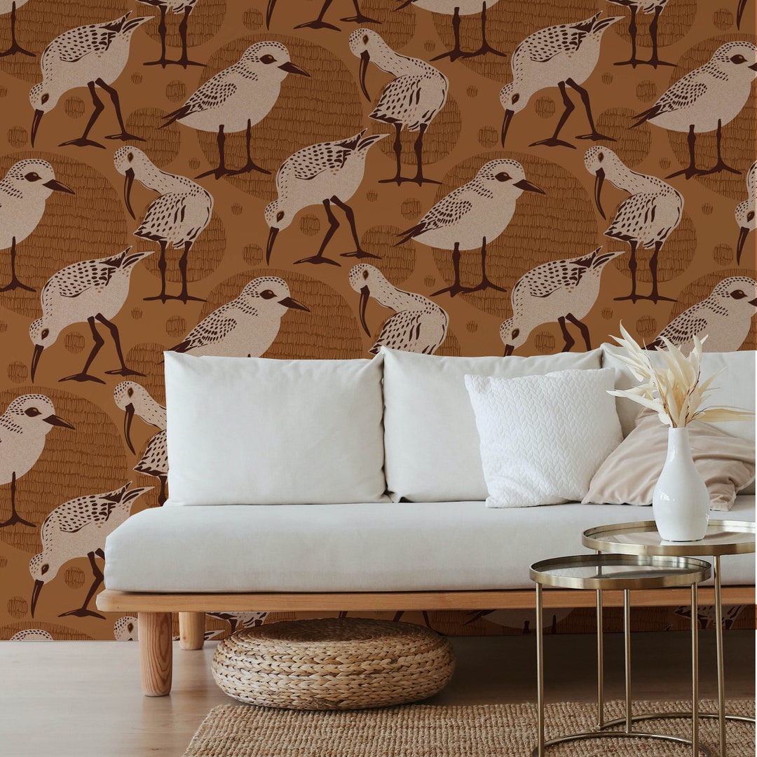 Mid-century Modern Sandpiper Bird Peel and Stick Wallpaper - Etsy