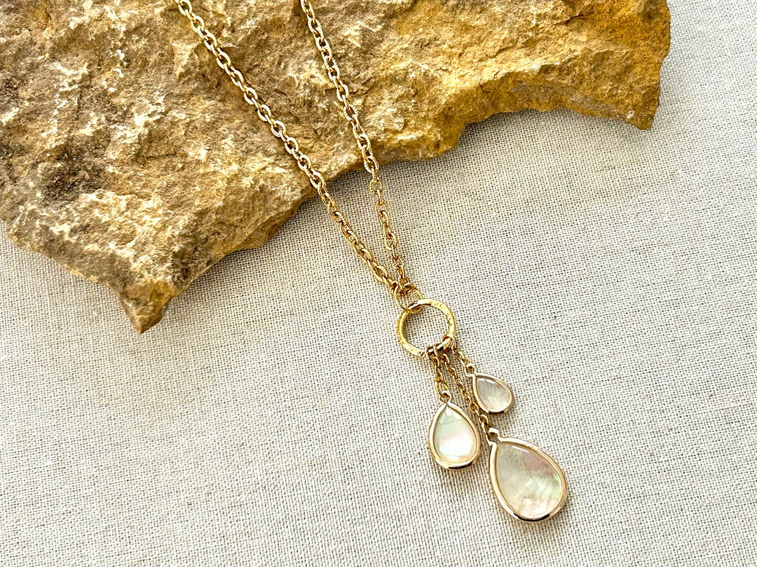 Long Necklaces for Women, Mother of Pearl Necklace, Teardrop Necklace ...