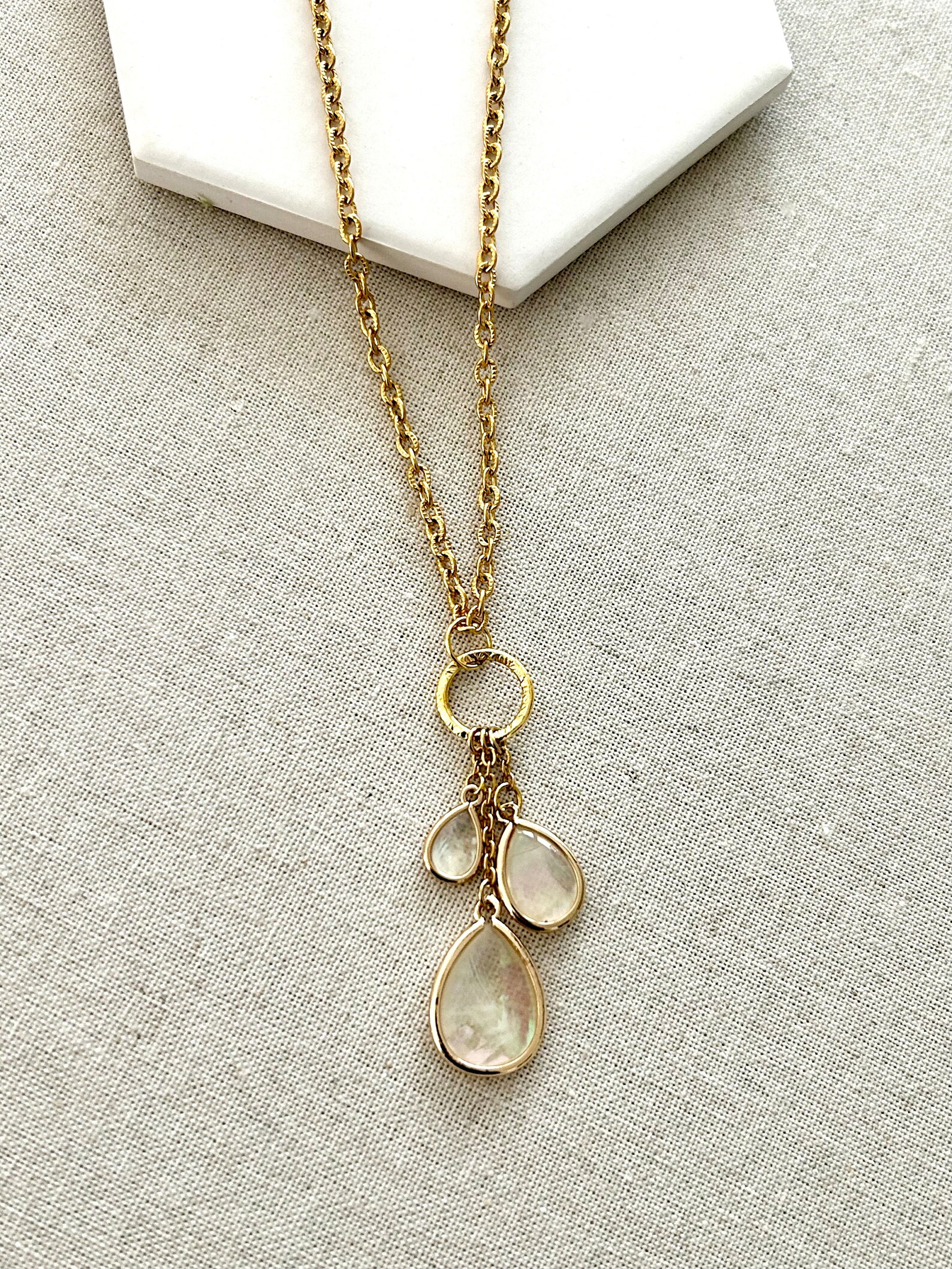 Long Necklaces for Women, Mother of Pearl Necklace, Teardrop Necklace ...