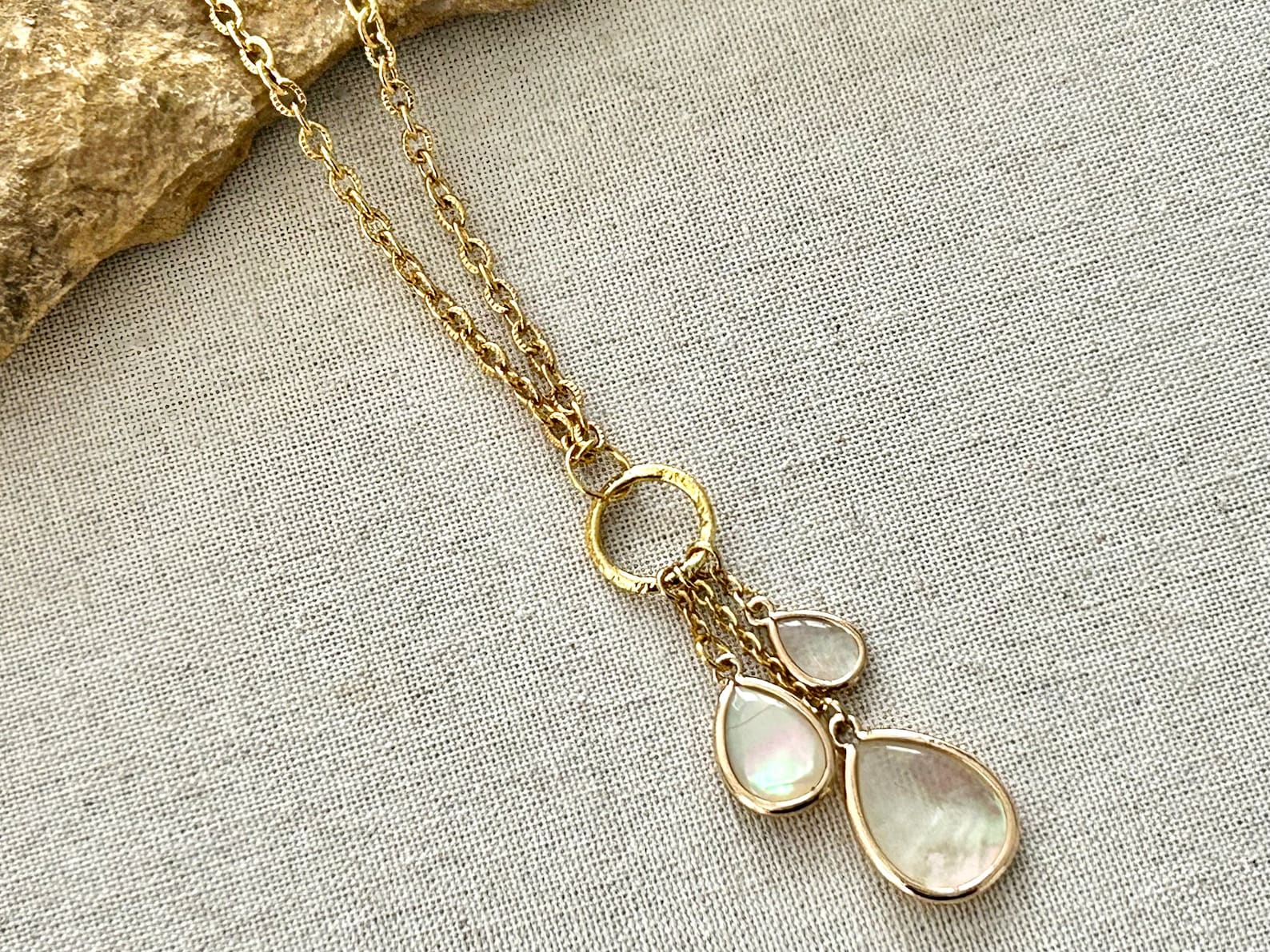 Long Necklaces for Women, Mother of Pearl Necklace, Teardrop Necklace ...