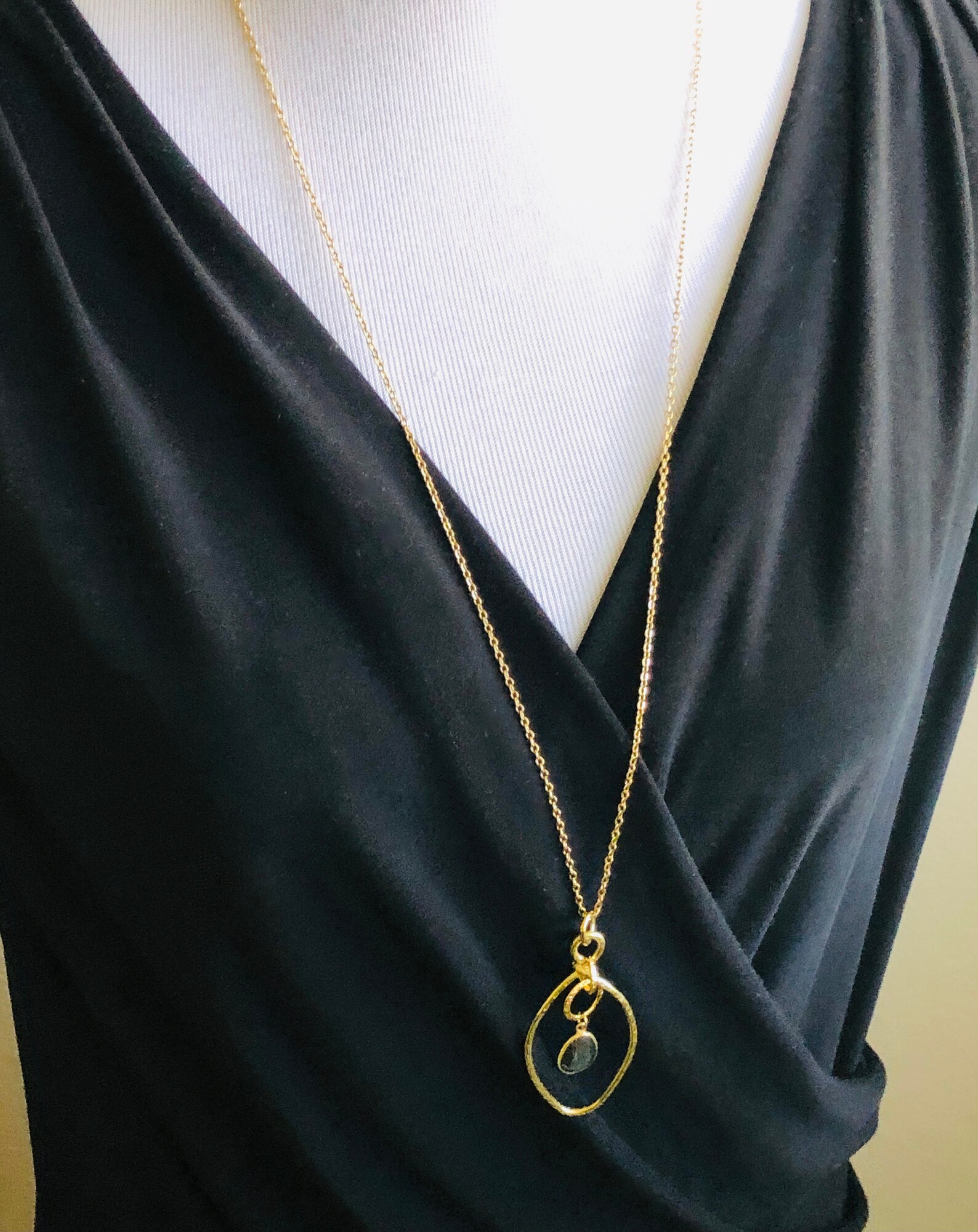 Long Gold Pendant Necklace for Women Labradorite Necklace - Etsy
