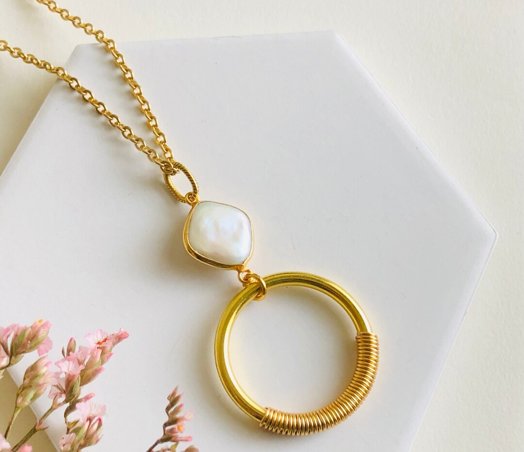 Long Necklaces for Women, Long Gold Necklace With Pendant, Pearl ...