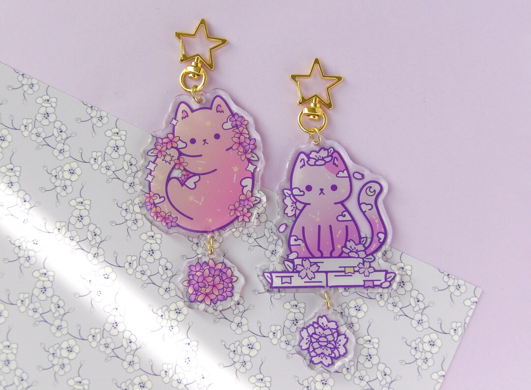 Galaxy Kitten | Glitter Acrylic, Double Sided Keychains, Cat Keychain ...