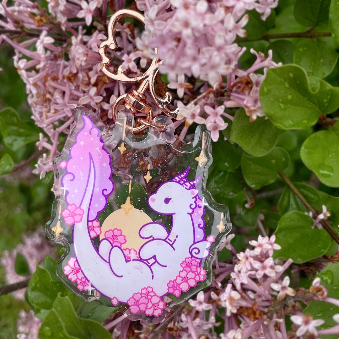 Sakura Dragon | Acrylic Keychain, Sakura, Charm - Etsy