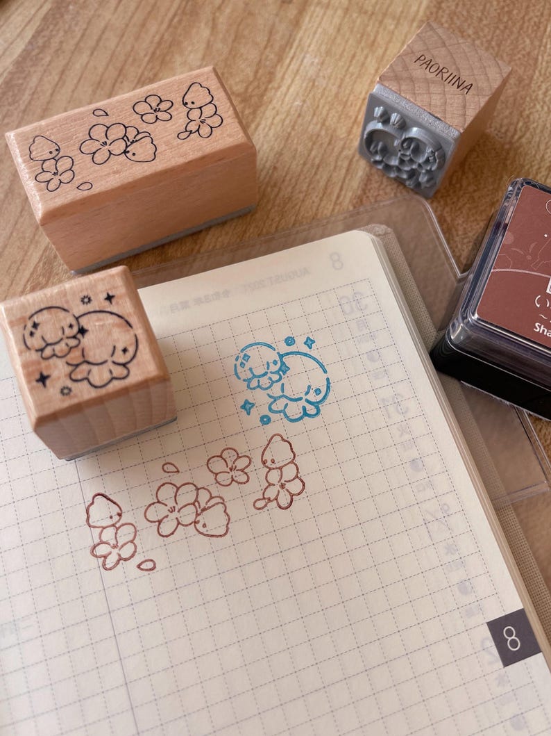 Cute Wooden Stamp | Rubber Stamps, Jellyfish, Sakura Ghost - Etsy