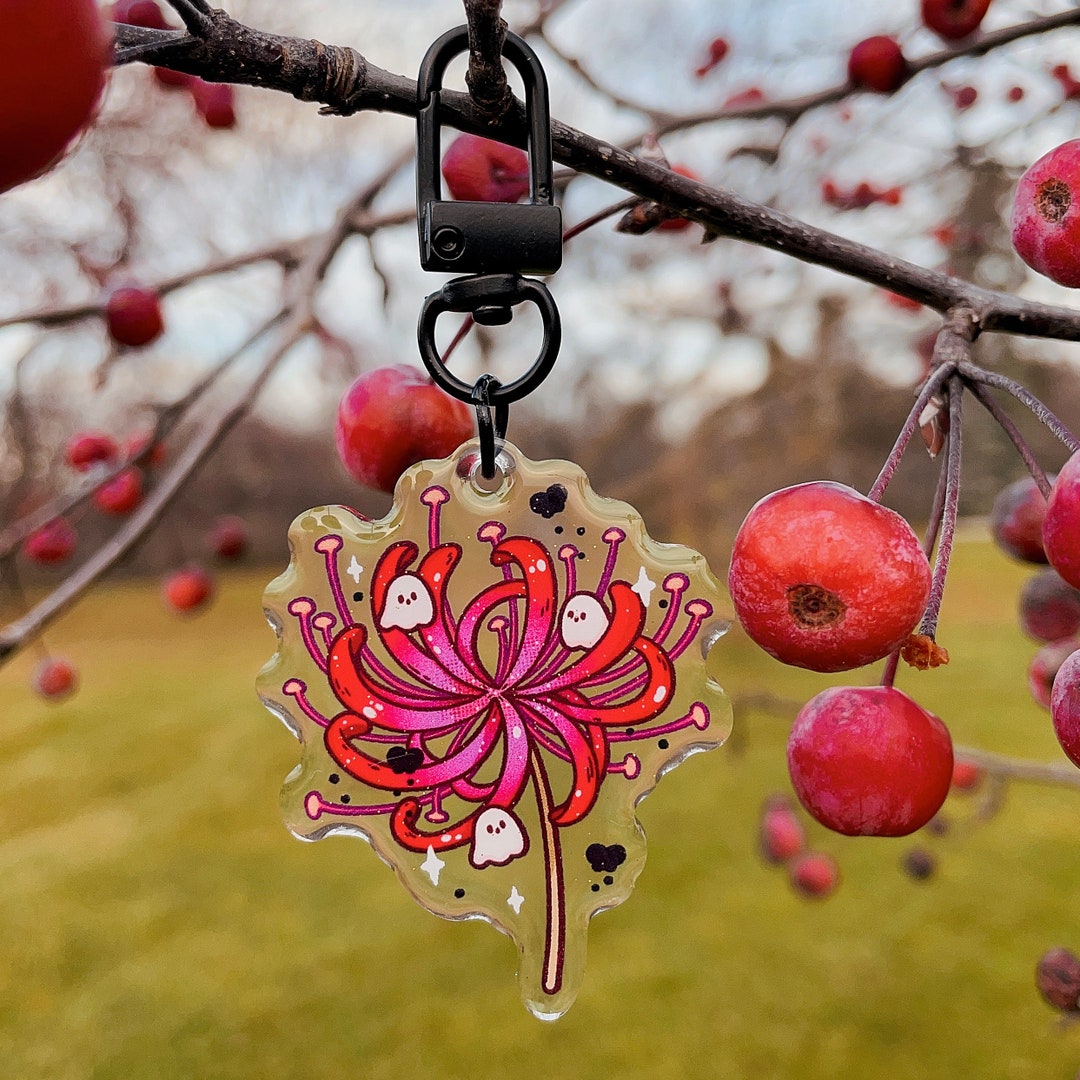Spider Lily Glitter Keychain, Acrylic Keychain, Spiderlily, Charm - Etsy