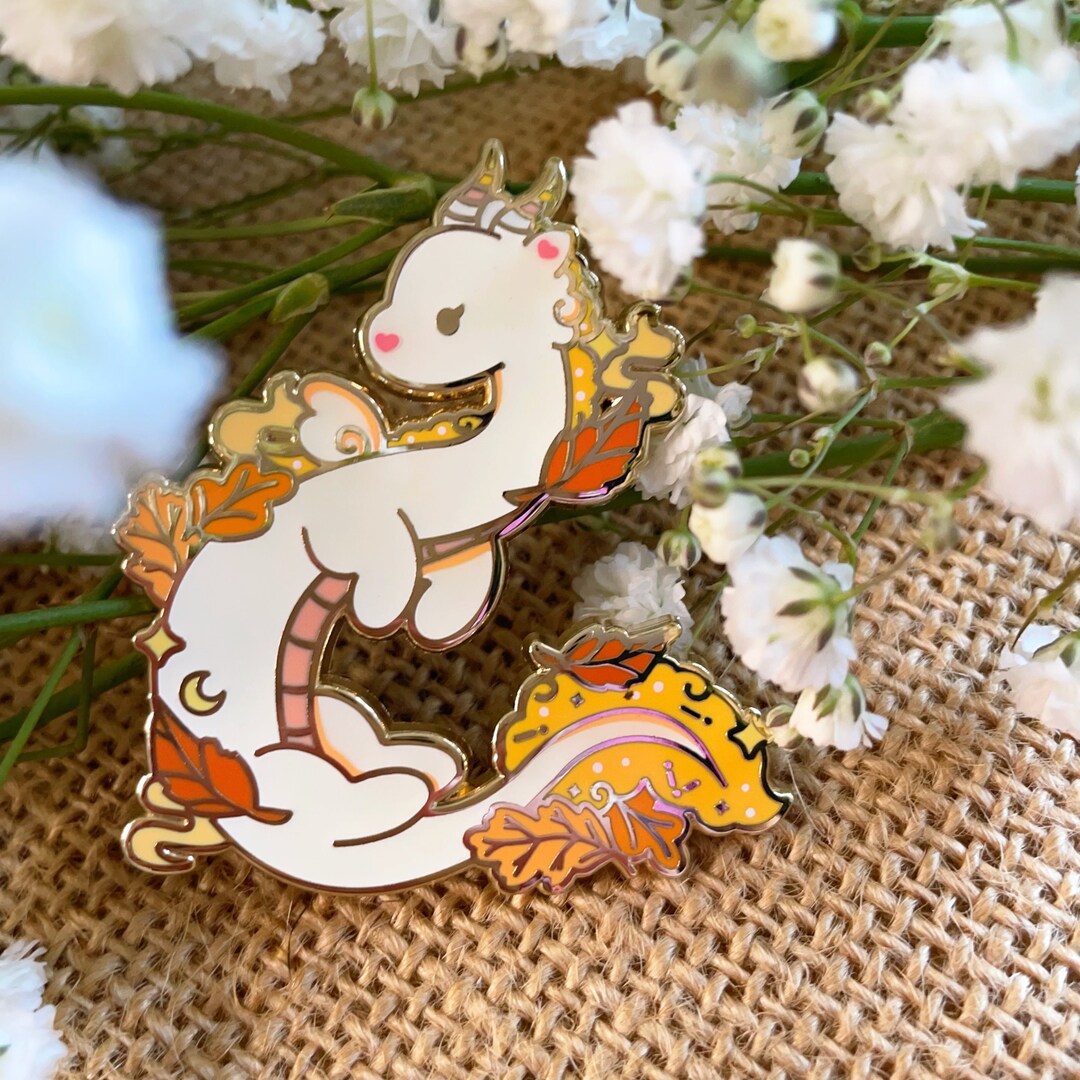 2" Fall Dragon Gold Enamel Pin | Glow in the Dark - Etsy