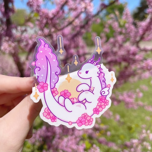 Water Dragon Clear Vinyl Sticker Clear Sticker Cute - Etsy