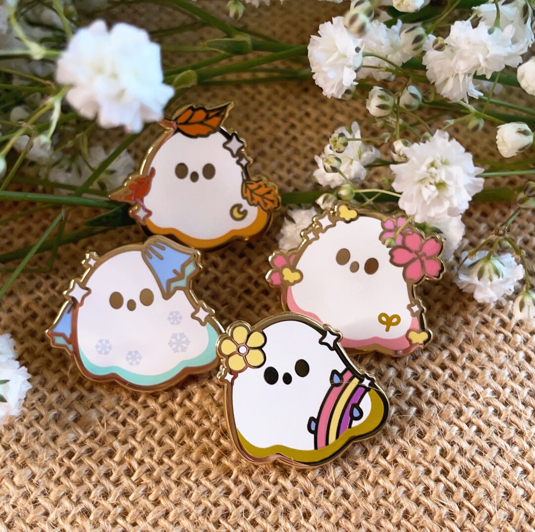 Mini Ghost Gold Enamel Pins - Etsy