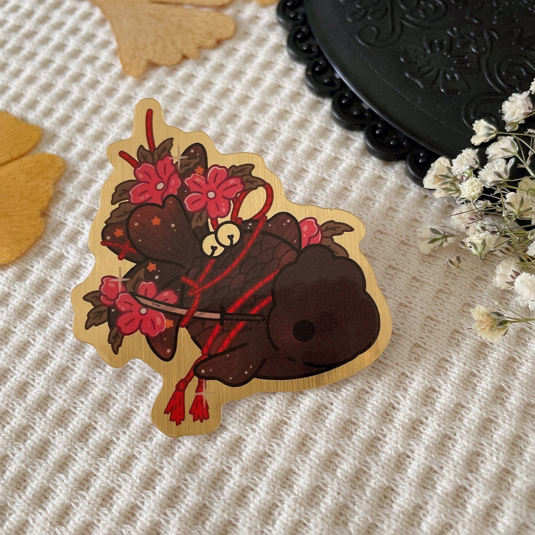 Shibari Ranchu | Brushed Gold, Metallic Sticker, Vinyl Sticker - Etsy