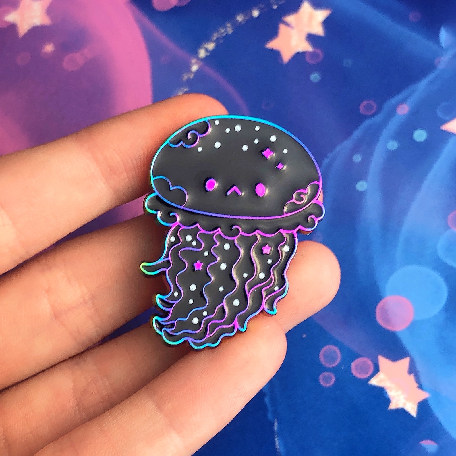 Rainbow Plated Jellyfish Enamel Pin - Etsy