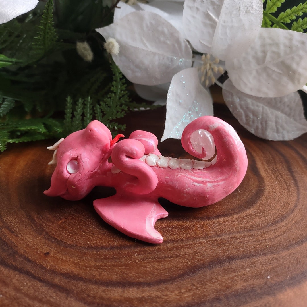 Rose Quartz Polymer Clay Dragon Figure - Etsy
