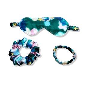 Floral Satin Set, Satin Adults Bonnets, Eye Mask, Scrunchy ,adjustable ...