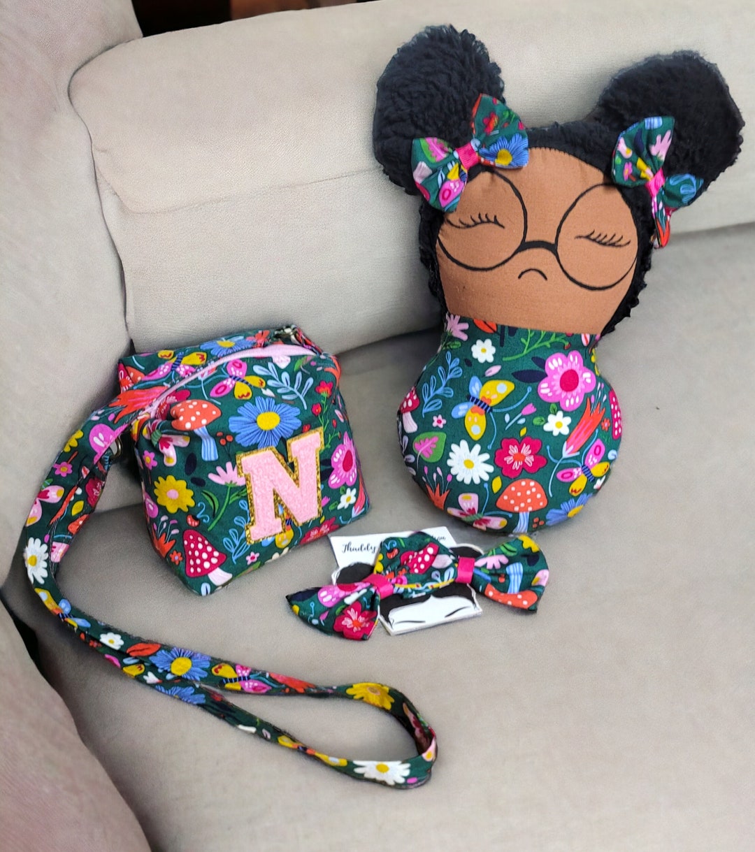 Doll, Bows and Bag, Custom Doll, Little Girl Bag, Little Girl Bows ...