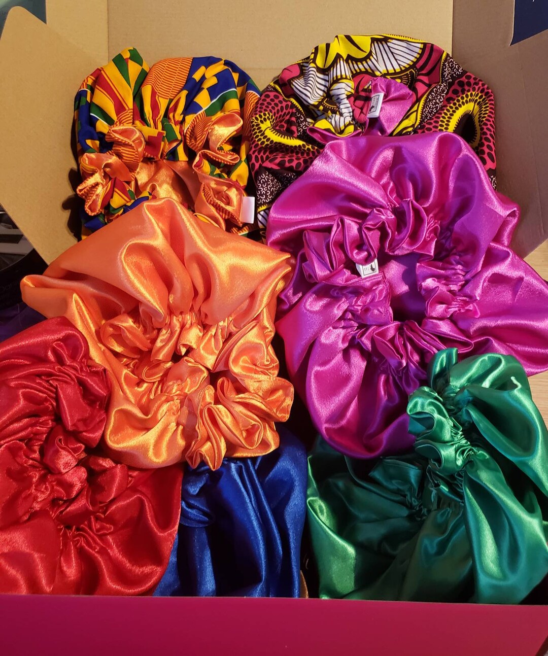 Satin Bonnet Bundle: 5 Reversible Handmade Protective Hair Caps - Etsy