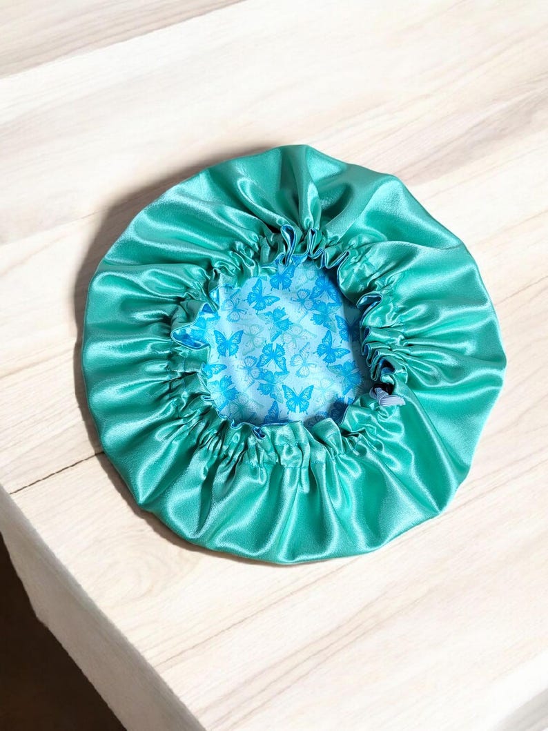 Blue Butterflies Set, Satin Adults Bonnets, Eye Mask, Scrunchy ...