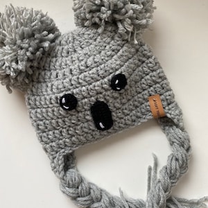 Crochet Hat Pattern, Crochet Koala Hat Pattern/ Crochet Animal Hat ...
