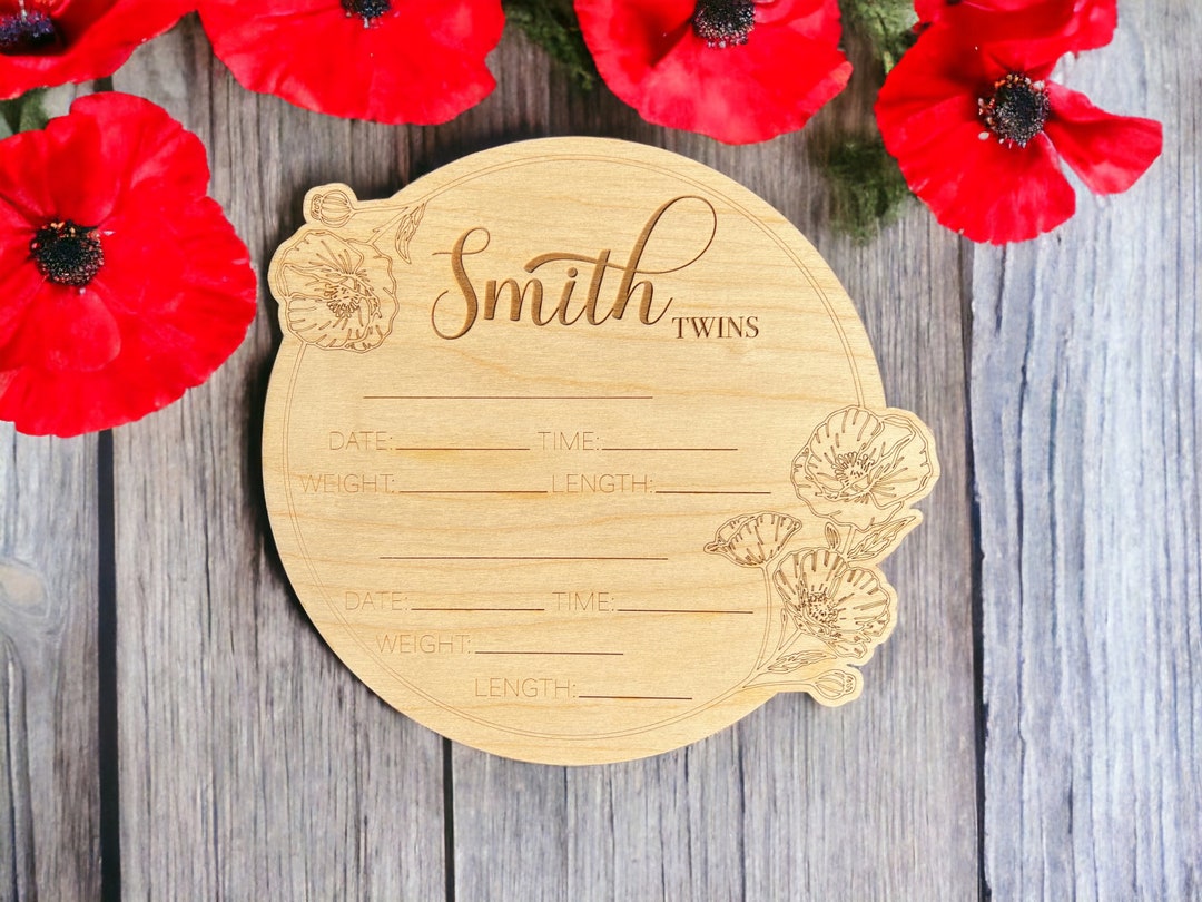 Custom Twins Announcement • Birth Statistics • Hospital • Custom Baby ...