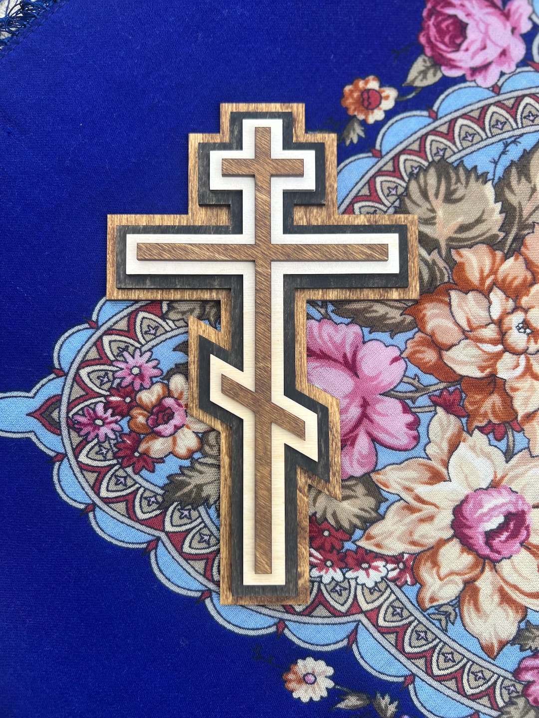 Traditional Orthodox Three-bar Cross Wall Decor | Four Layer Baltic ...