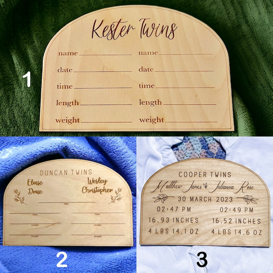 Custom Twins Announcement • Baby Birth Statistics • Hospital Sign ...