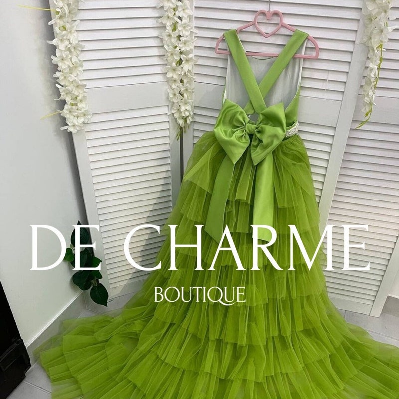 Green Flower Girl Dress - Etsy