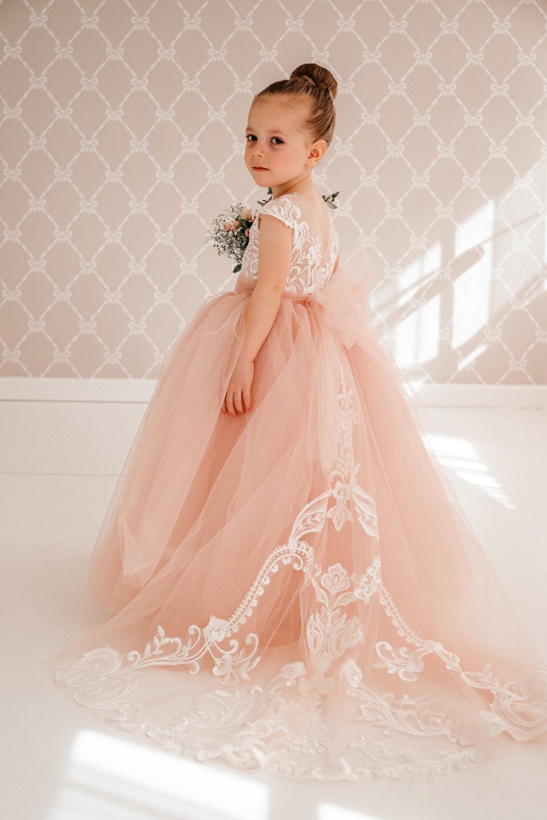 Lace Flower Girl Dress Pink Flower Girl Dresstutu Girl Etsy