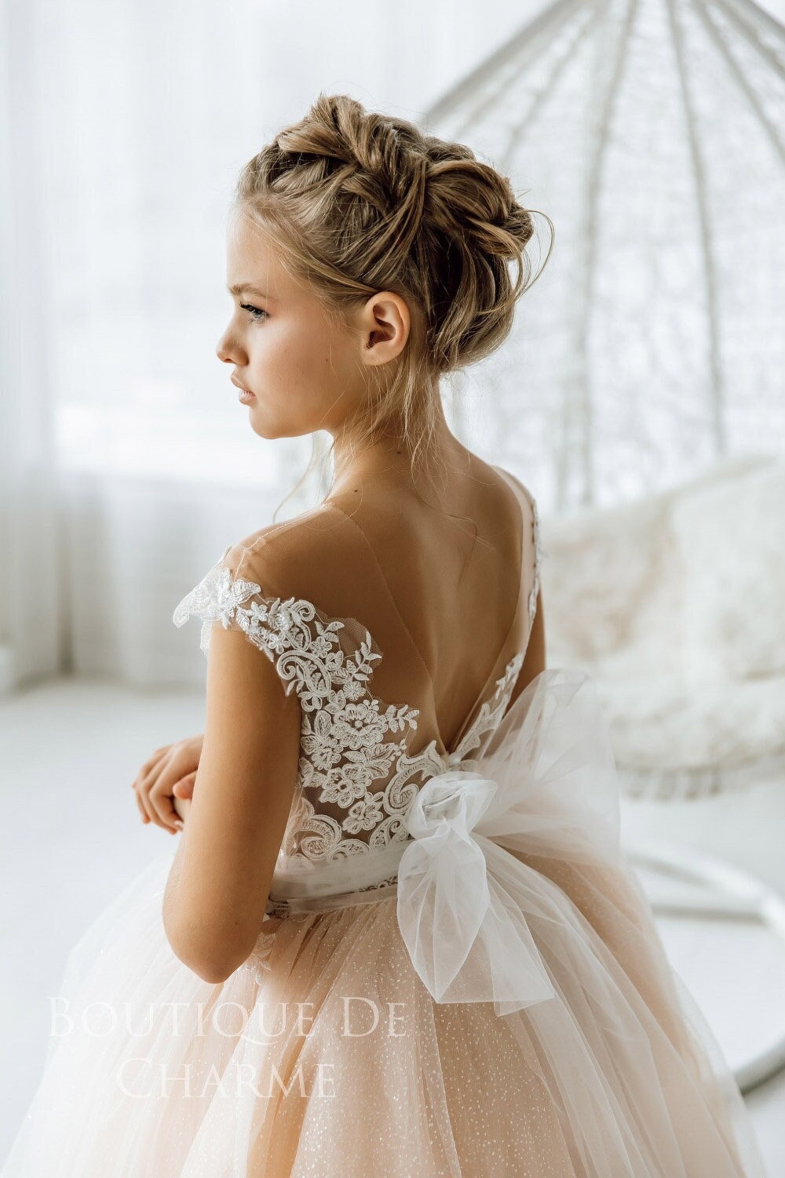 Rustic Flower Girl Dressflower Girl Dress Lacetutu - Etsy