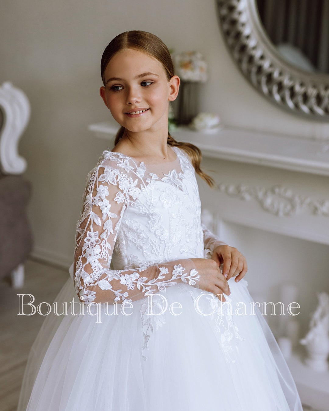 Girl Communion Dress, Lace Flower Girl Dress, Toddler Wedding Dress ...