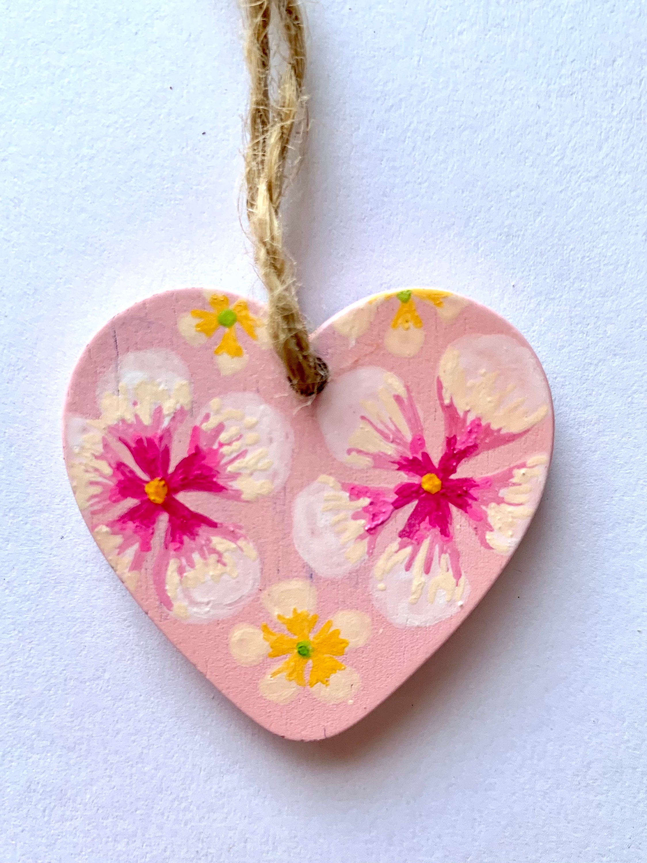 Small Hand-painted Wooden Heart Decoration / Wedding Favour - Etsy UK