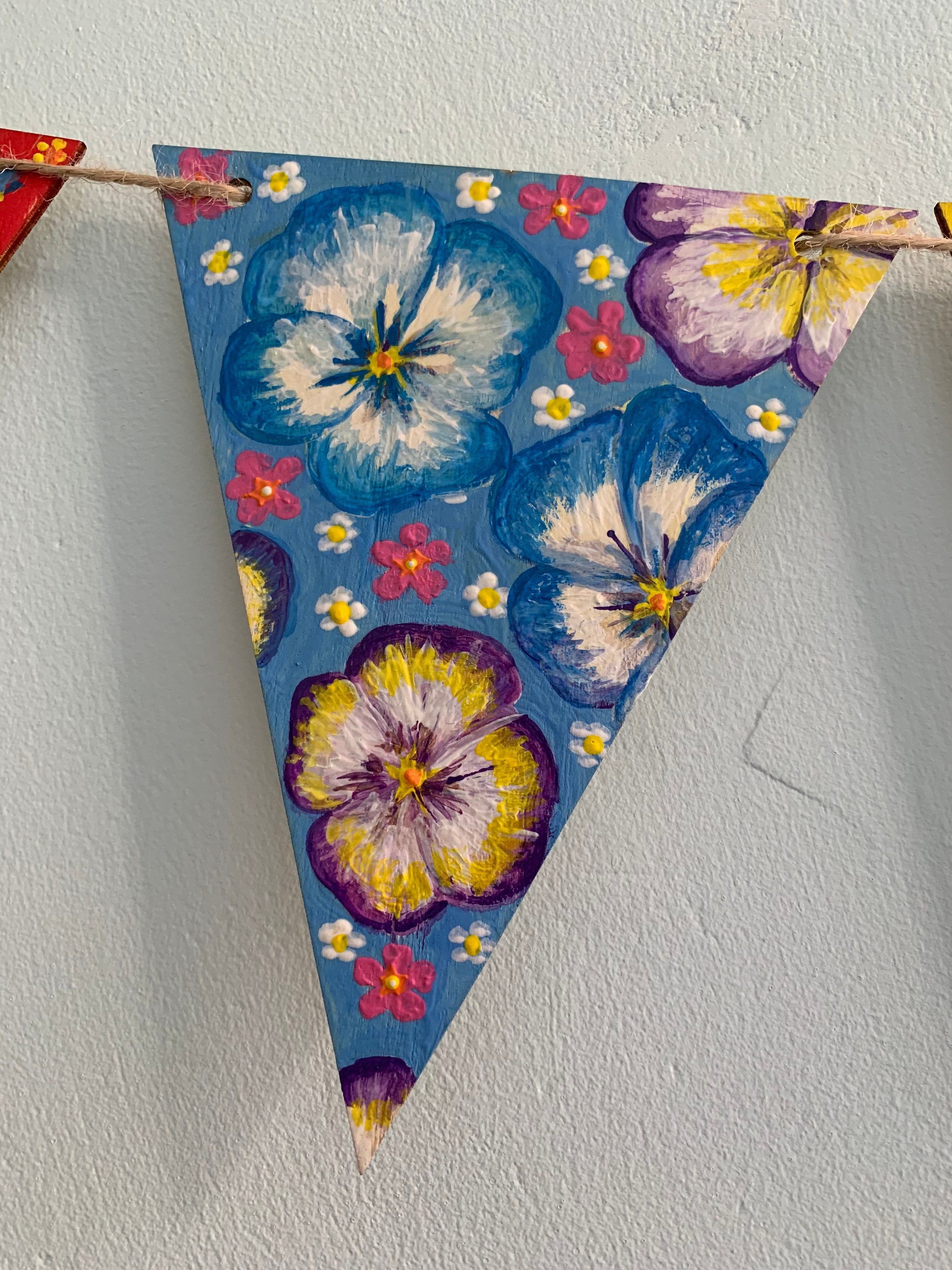 Wooden Hand Painted Floral Bunting - Etsy